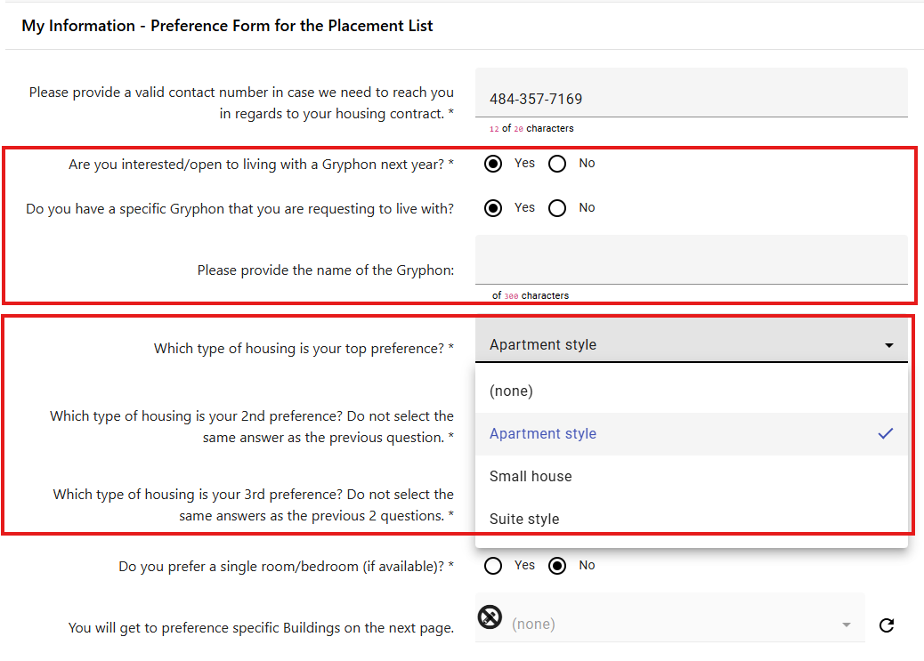 Housing Placement List | Auxiliary Services